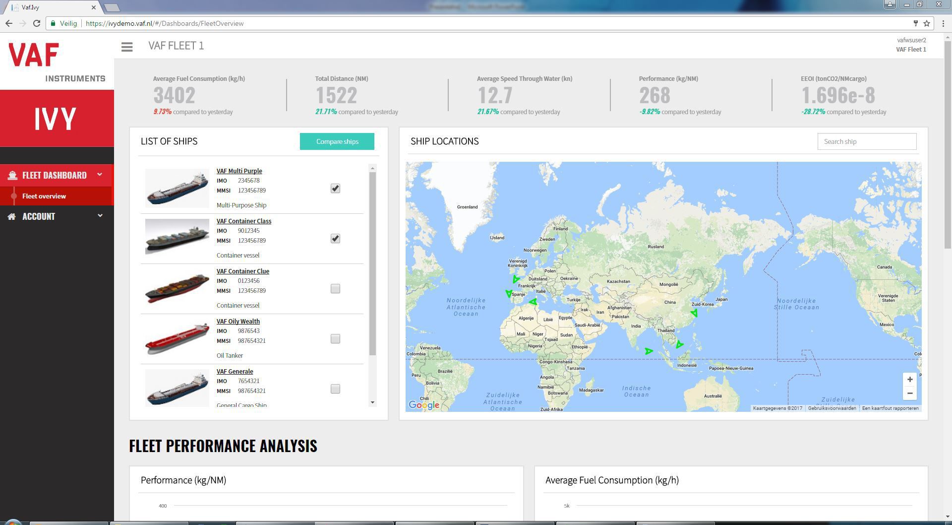 Flottenmanagement-Software - VAF Instruments B.V. - für Schiffe