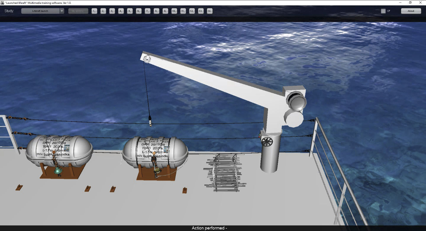 Simulationssoftware - Davit launched Liferaft - STORM SIM - für mit Davit auszusetzendes ...