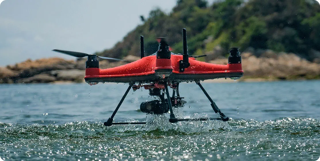 Quadrikopter Drohne SPLASHDRONE 4 SWELLPRO fur Luftaufnahmen wasserdicht schwimmend
